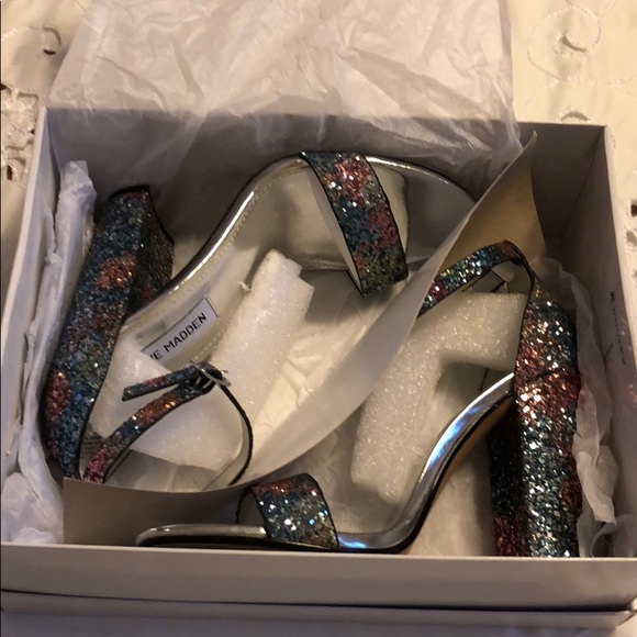 Steve Madden | Shoes | Steve Madden Carson Multi Glitter Ankle Strap ...